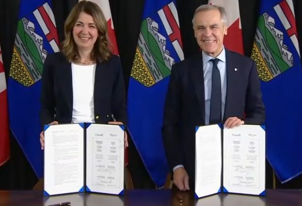 PM Carney, Alberta Premier Smith Sign Landmark West Coast Oil Pipeline ...